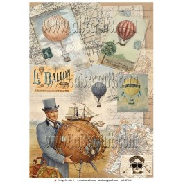 Rice paper for decoupage Balloons Journey