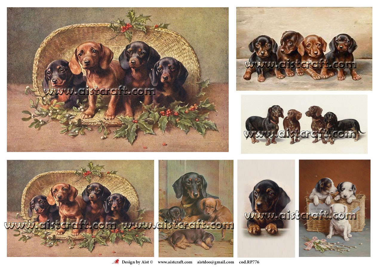 Rice paper for decoupage Christmas Dogs