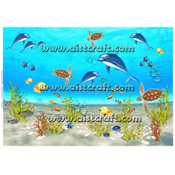 Rice paper for decoupage Sea Fishes Dolphin