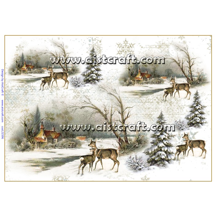 Rice paper for decoupage Christmas Deer