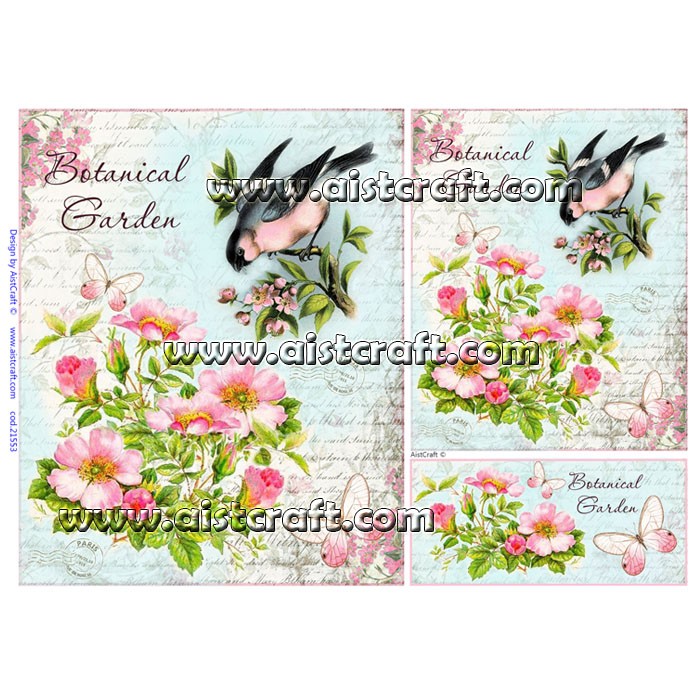 Rice paper for decoupage Spring birds