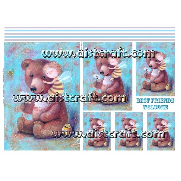 Rice paper for decoupage Bear and Bee