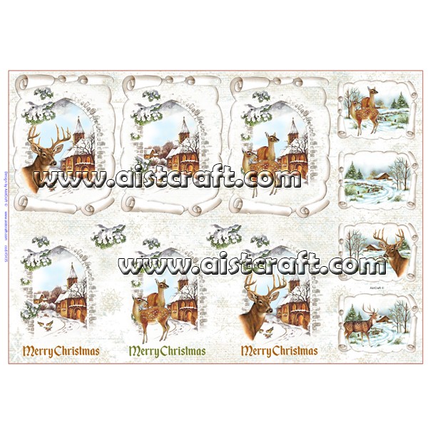 Rice paper for decoupage Christmas Deer