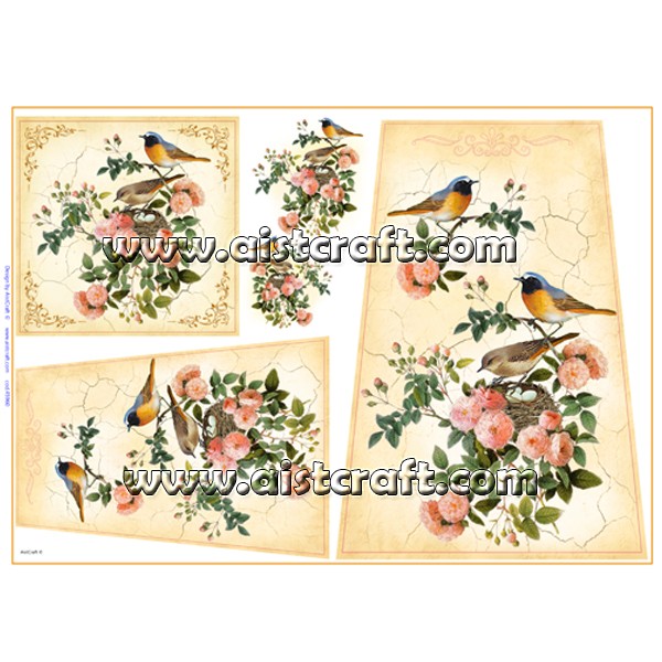 Rice paper for decoupage Spring Birds