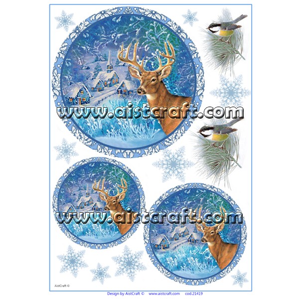 Rice paper for decoupage Winter Deer