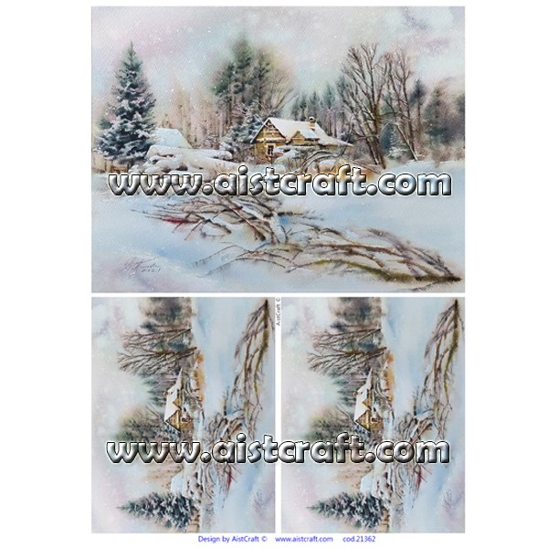 Rice paper for decoupage Winter Scene
