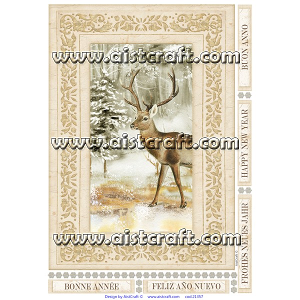Rice paper for decoupage Winter Deer