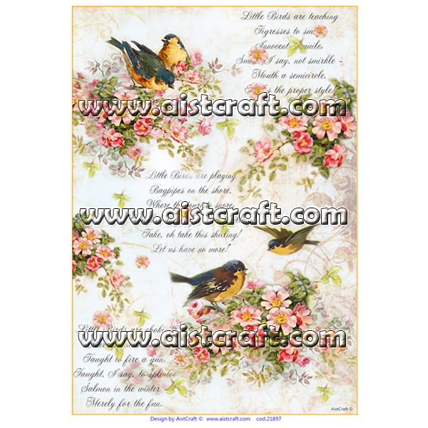 Rice paper for decoupage Spring Birds