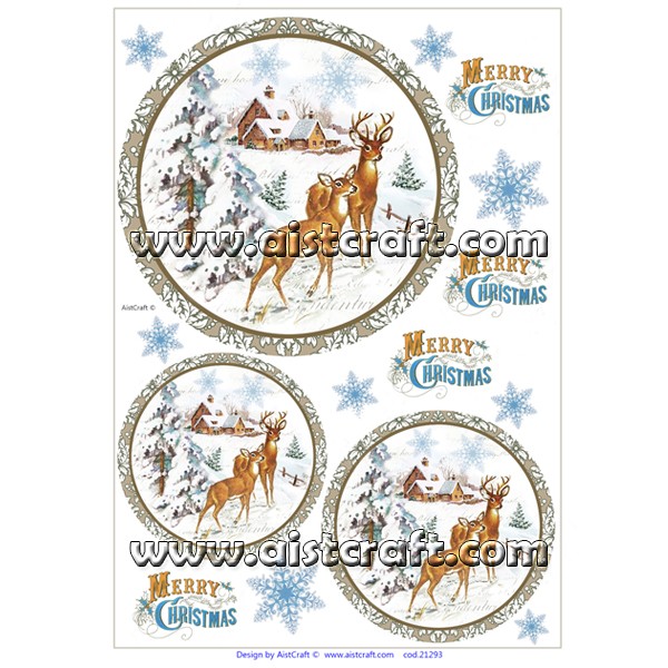 Rice paper for decoupage Winter Deer