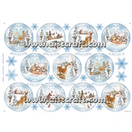 Rice paper for decoupage Winter landscape Deer