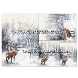 Rice paper for decoupage Deer Winter forest