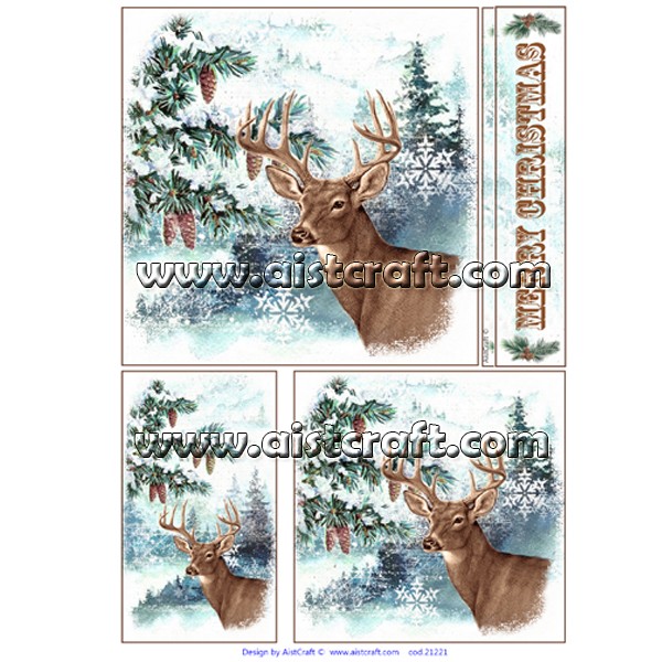 Rice paper for decoupage Winter Deer