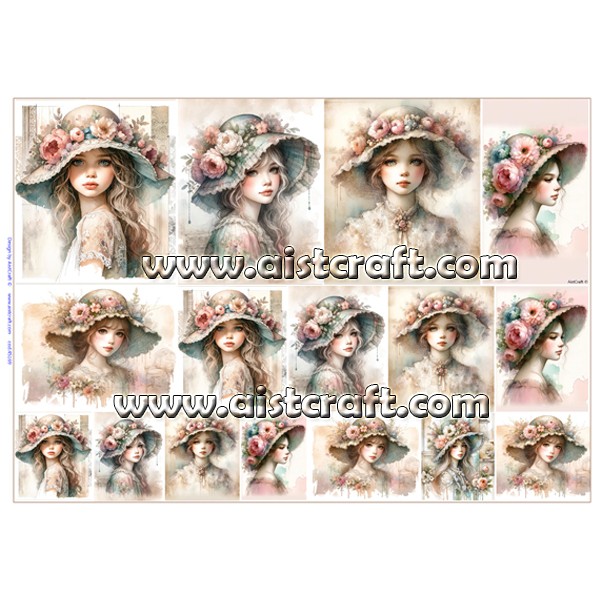 Rice paper for decoupage Vintage Lady Girl