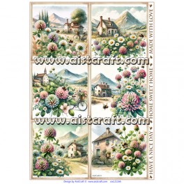 Rice paper for decoupage Clover Spring Landscape