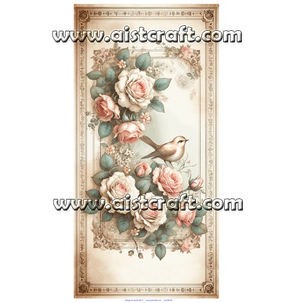 Rice paper for decoupage Roses Bird Shabby style