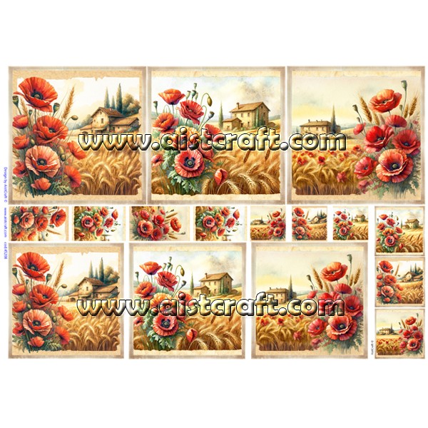 Rice paper for decoupage Poppies