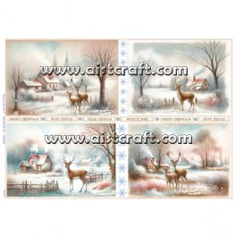 Rice paper for decoupage Deer Winter