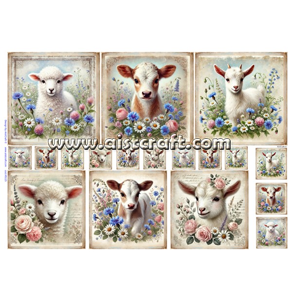 Rice paper for decoupage Cow Sheep Goat
