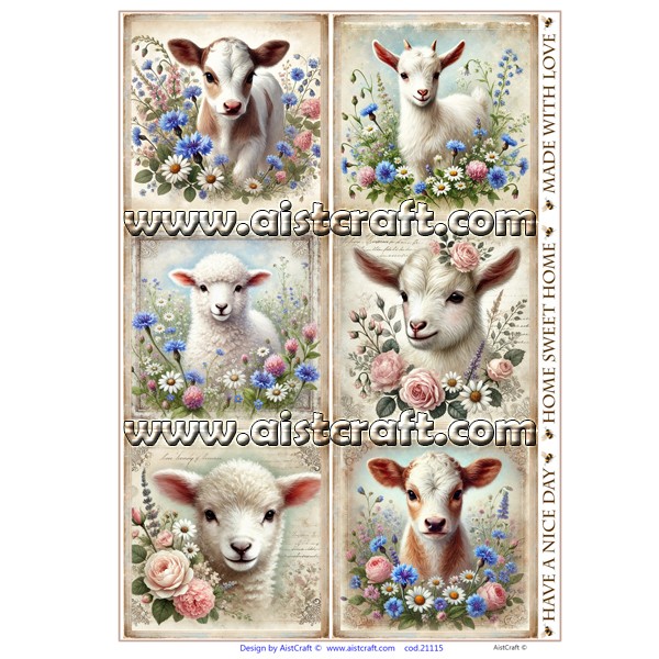 Rice paper for decoupage Cow Sheep Goat