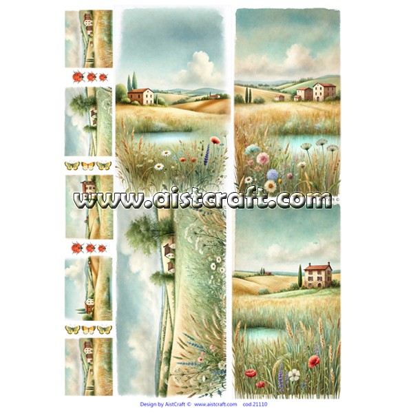 Rice paper for decoupage Spring landscape